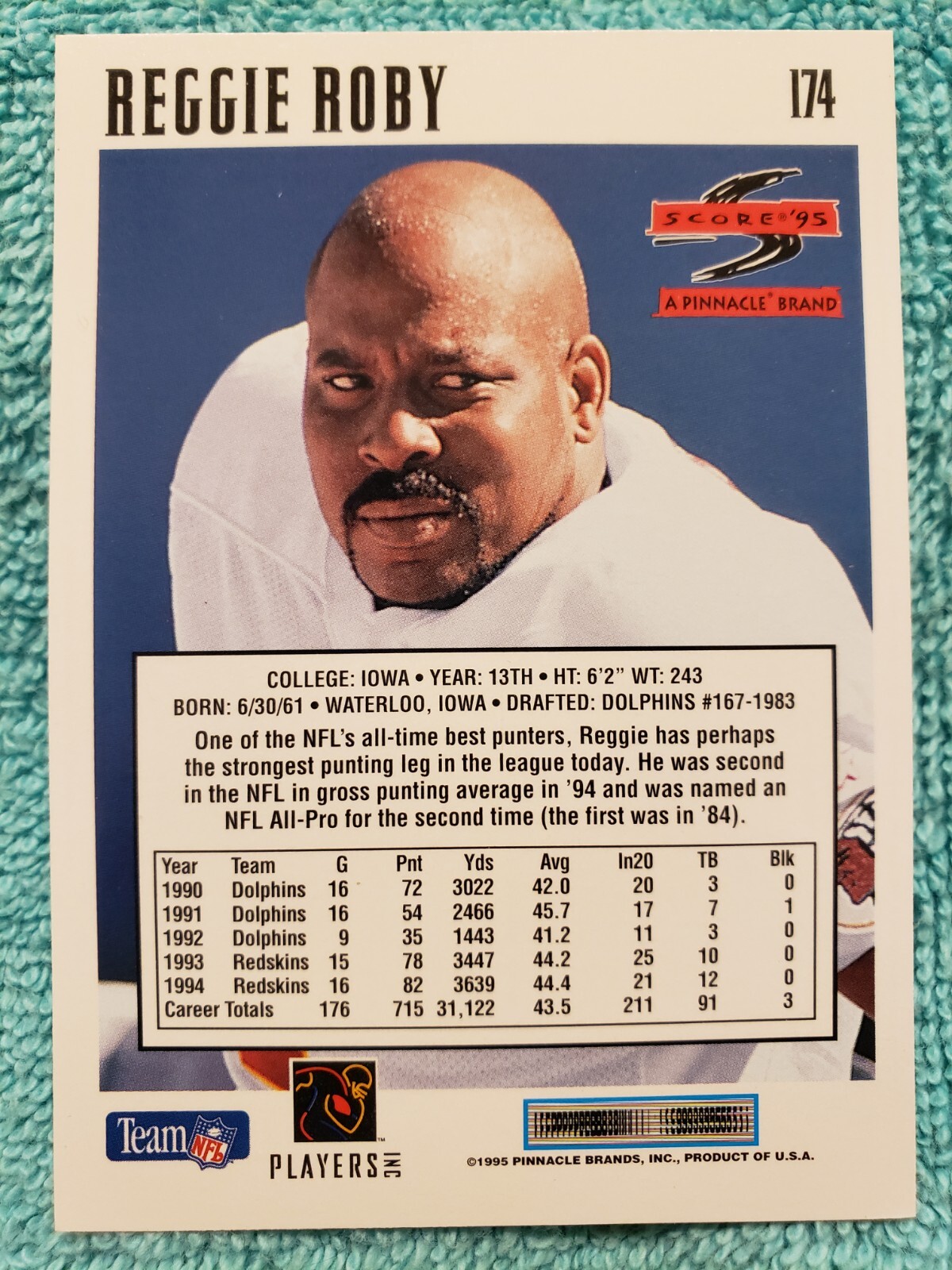 1995 Score - #174 Reggie Roby for sale online | eBay