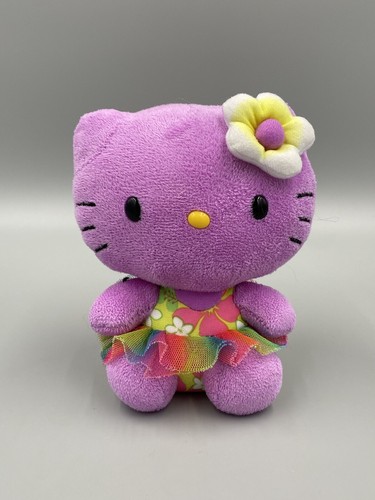 TY Hello Kitty Sanrio Purple Hawaiian Bathing Suit Tutu Flower Plush ...