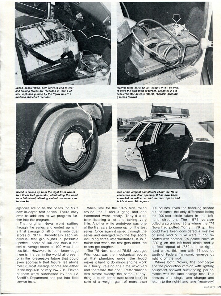1975 CHEVROLET NOVA POLICE V8 SEDAN ROAD TEST 3 pg Article | eBay