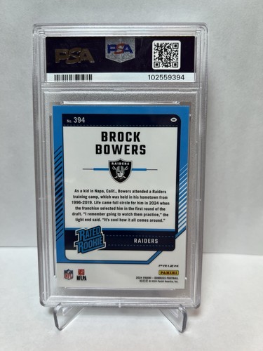 2024 Donruss BROCK BOWERS Red Pandora Optic Preview Raiders #394 PSA 10 ...