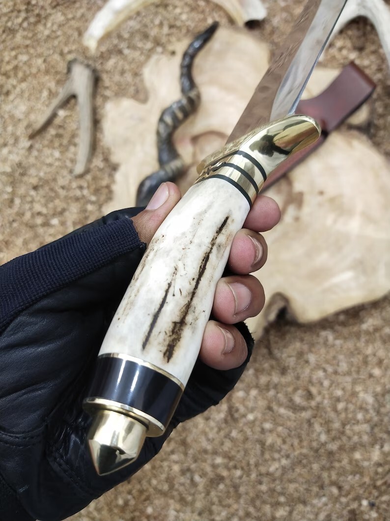 Custom Handmade Antler Handle Hunting Knife, Birthday Gift, Gift knife ...