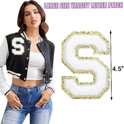 3PCS Chenille Letters Patch Iron on Large Size Varsity Glitters Letter ...