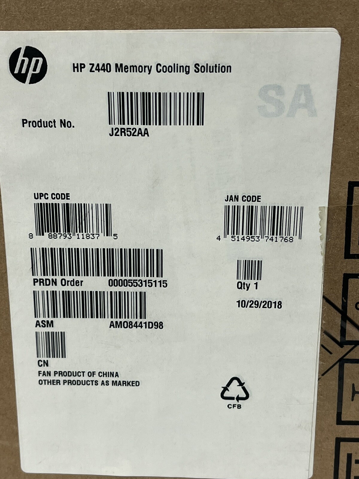 HP Workstation Memory Cooling Fan Assembly for Z440 (748799-001) for ...