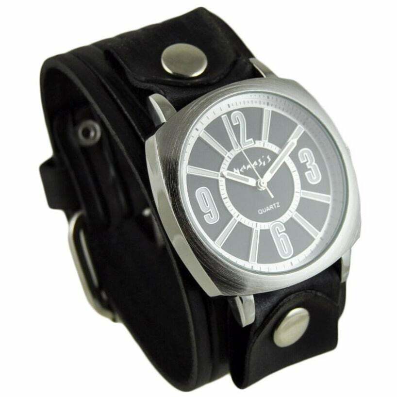Nemesis VEB110K Black Comely Watch Vintage Embossed Stripes Leather ...