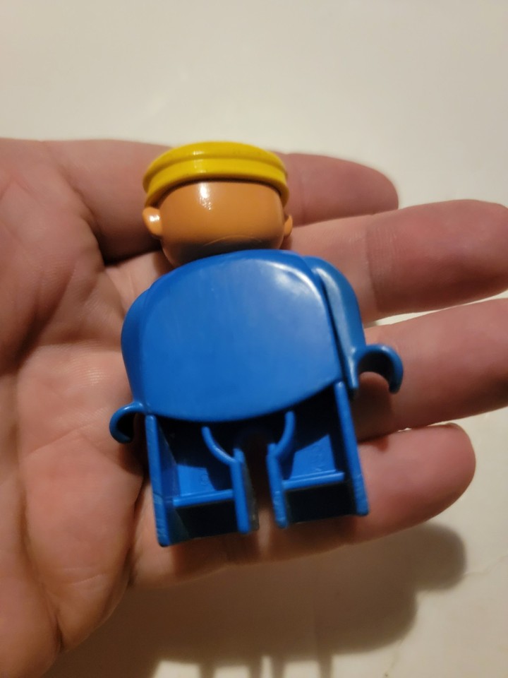 LEGO Duplo Male Figure Blue Legs Blue Top with Yellow Cap | eBay