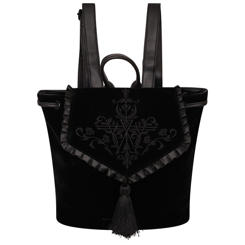 Ro Rox Velvet Backpack Ornate Gothic Frill Tassel Faux Leather ...
