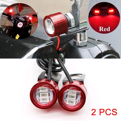 2x Universal Motorcycle Rearview Mirror Eagle Eye 3 LED Flash Lights ...