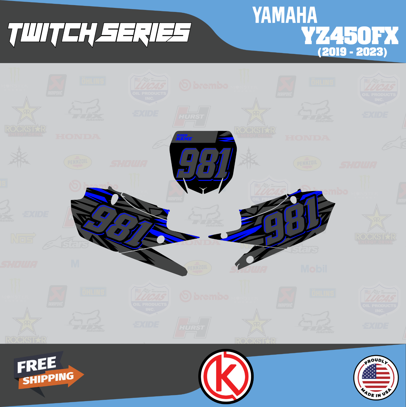Graphics Kit for Yamaha YZ450FX 2019 2020 2021 2022 2023 Twitch Series ...