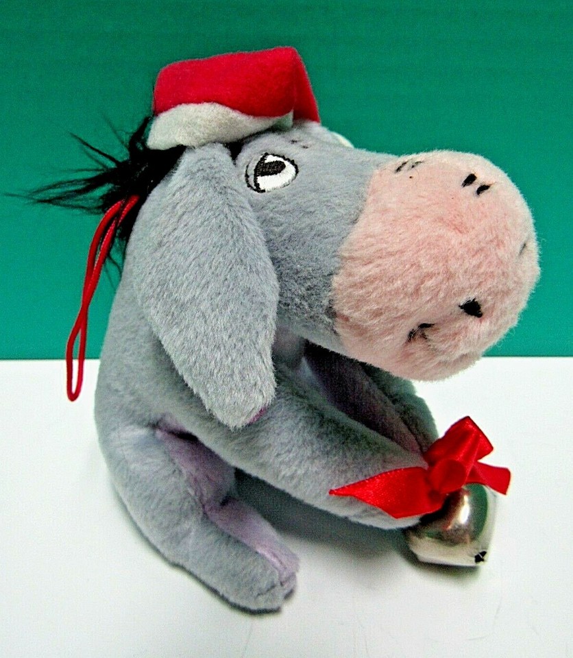 VTG DISNEYS EEYORE PLUSH DOLL WITH CHRISTMAS HAT & JINGLE BELL ~ WINNIE ...