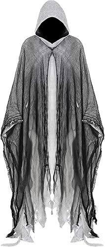 Grim Reaper Halloween Costume Adult Scary Adult Cloak Men Hooded Horror ...