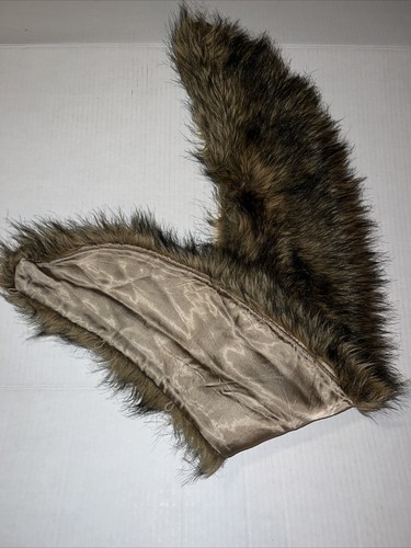 Faux Fur Collar Shaw Throw 8”x36” With Eyelet Loops & Lined Back. No ...