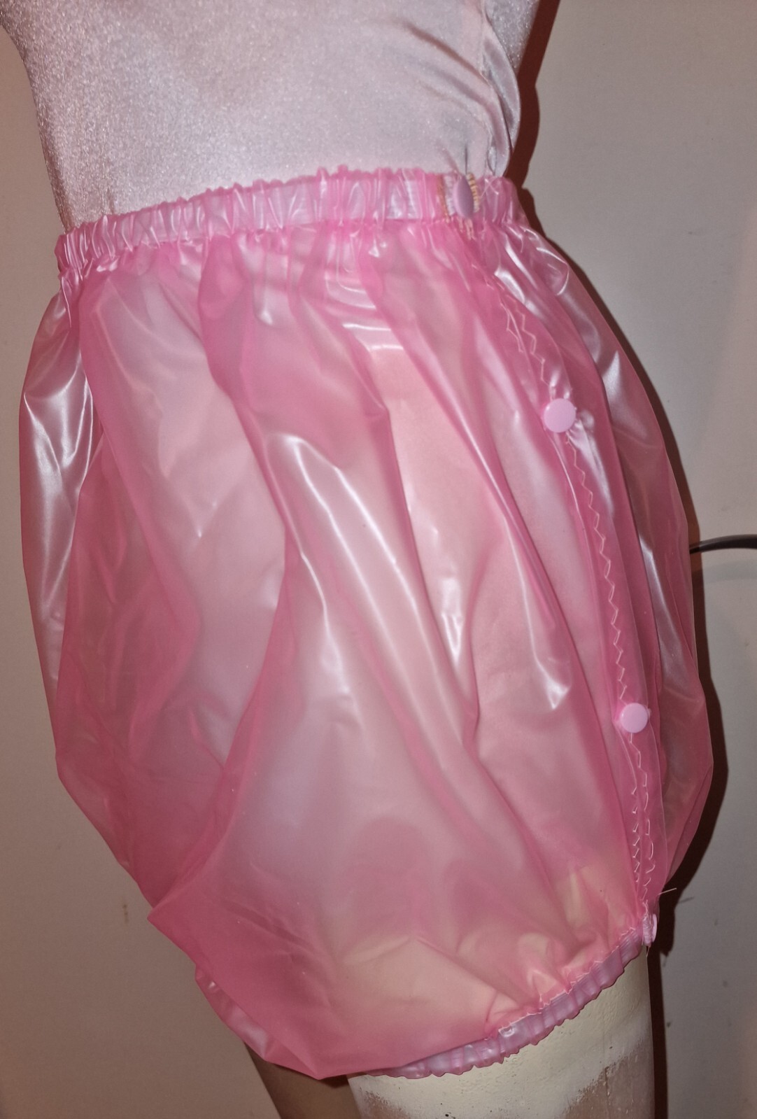 Pvc pink or blue popper pant SISSY maid diaper nappy cover adultbaby ...