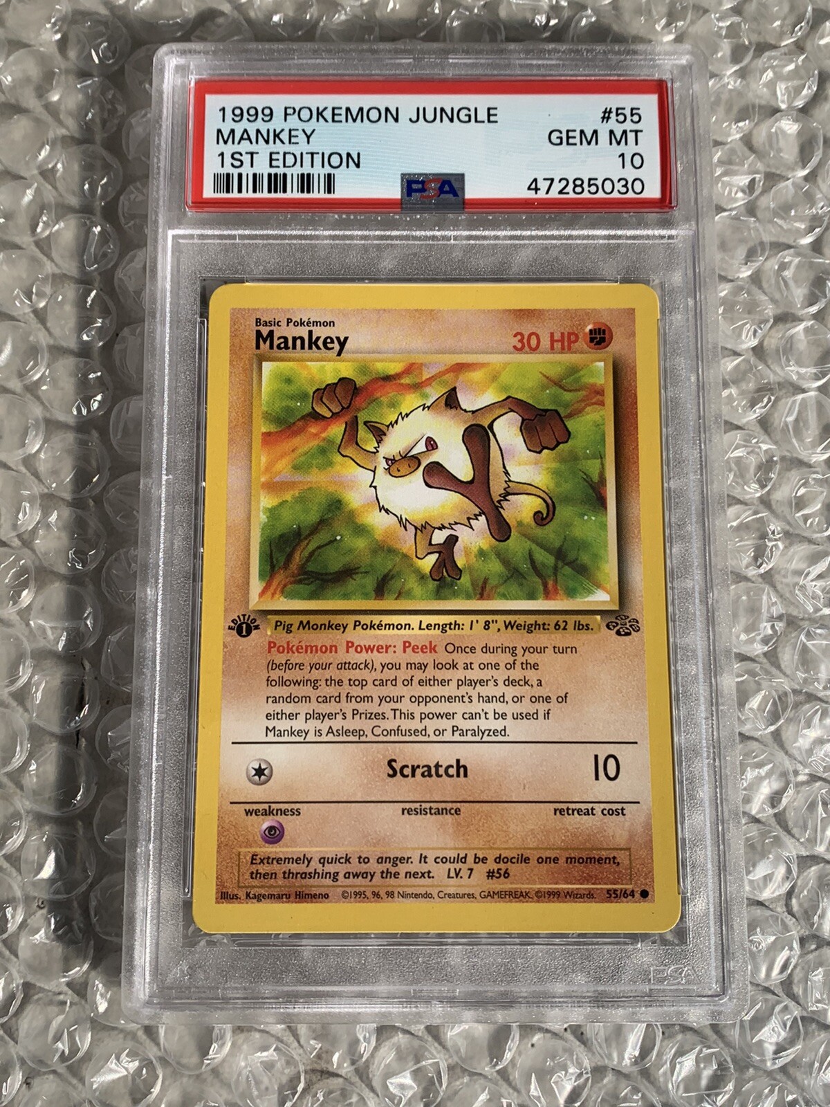 1999 Pokemon Jungle 1st Edition Mankey #55 PSA 10 GEM MINT | eBay