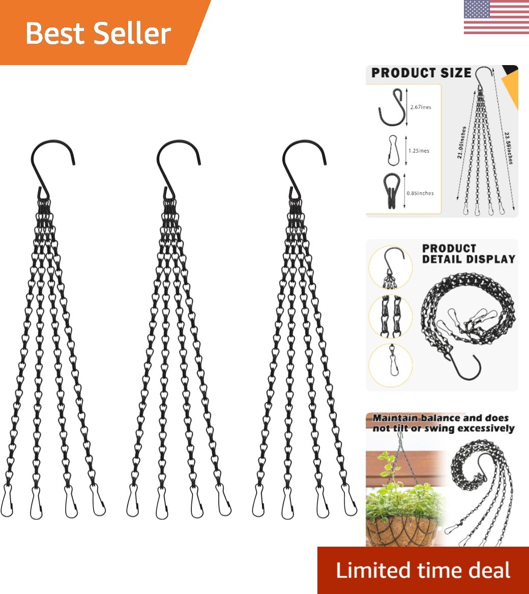 Durable Hanging Basket Chains - 4 Point Design - 3 Piece Set - Rust ...