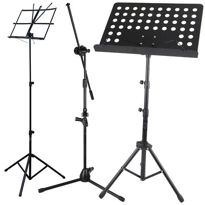 Height Adjustable Music Stand Orchestra Choir Book Holder Tripod Mic ...