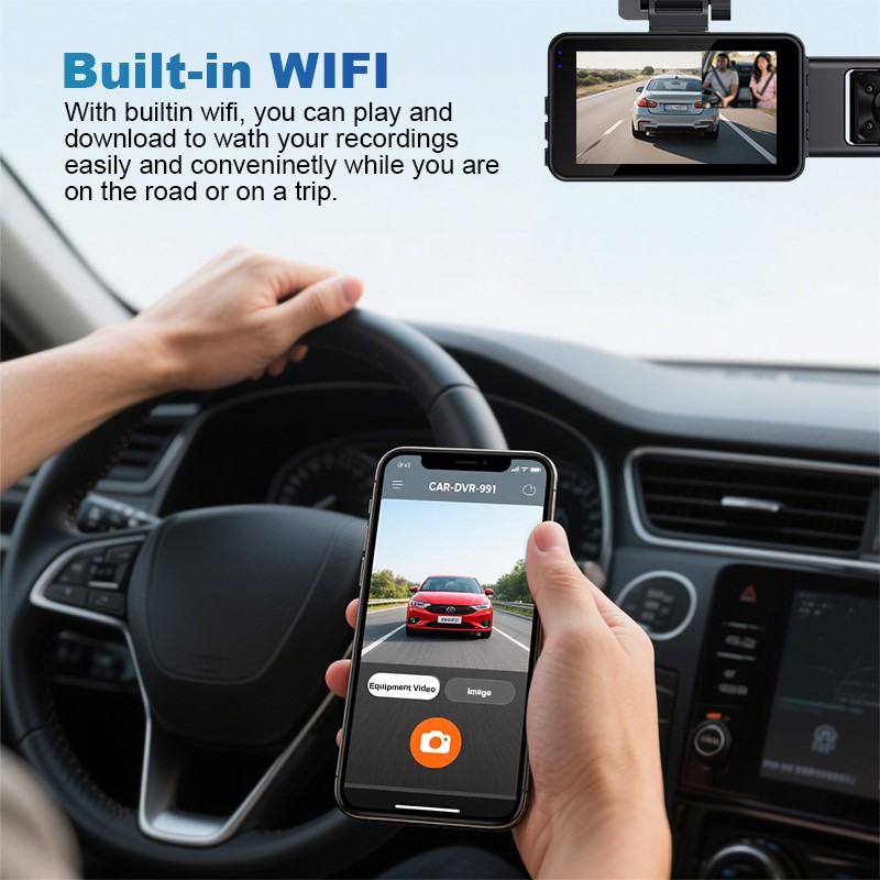 Black Box Dash Cam 4K Front and Rear Back Up Camera Built-In WiFi ...