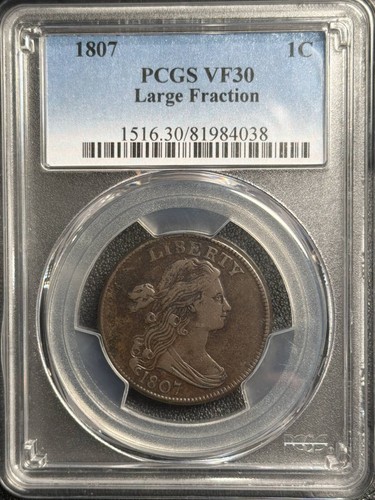 1807 Large Cents Draped Bust PCGS VF-30 BN Large Fraction | eBay