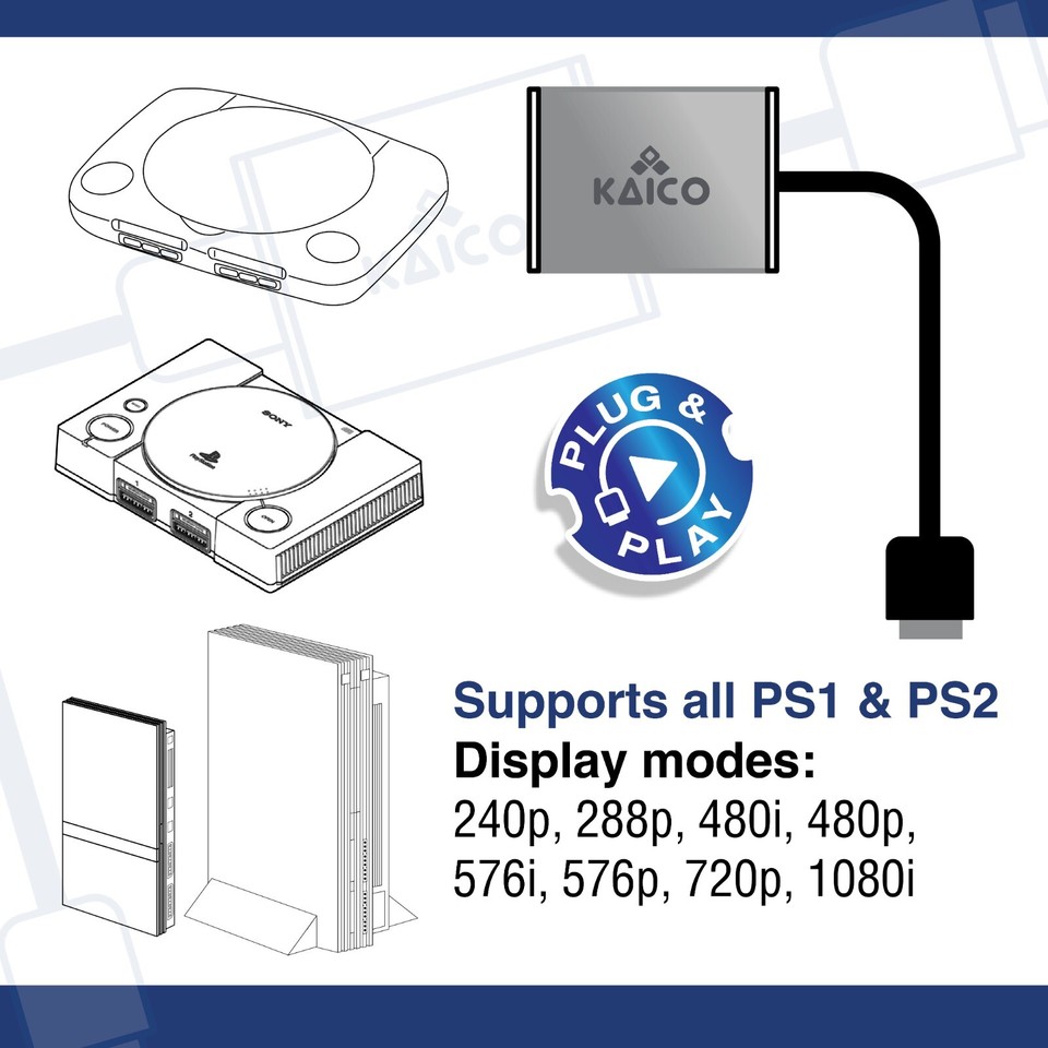 Kaico PS1 & PS2 HDMI - PlayStation to HDMI Adapter Converter - RGB and ...