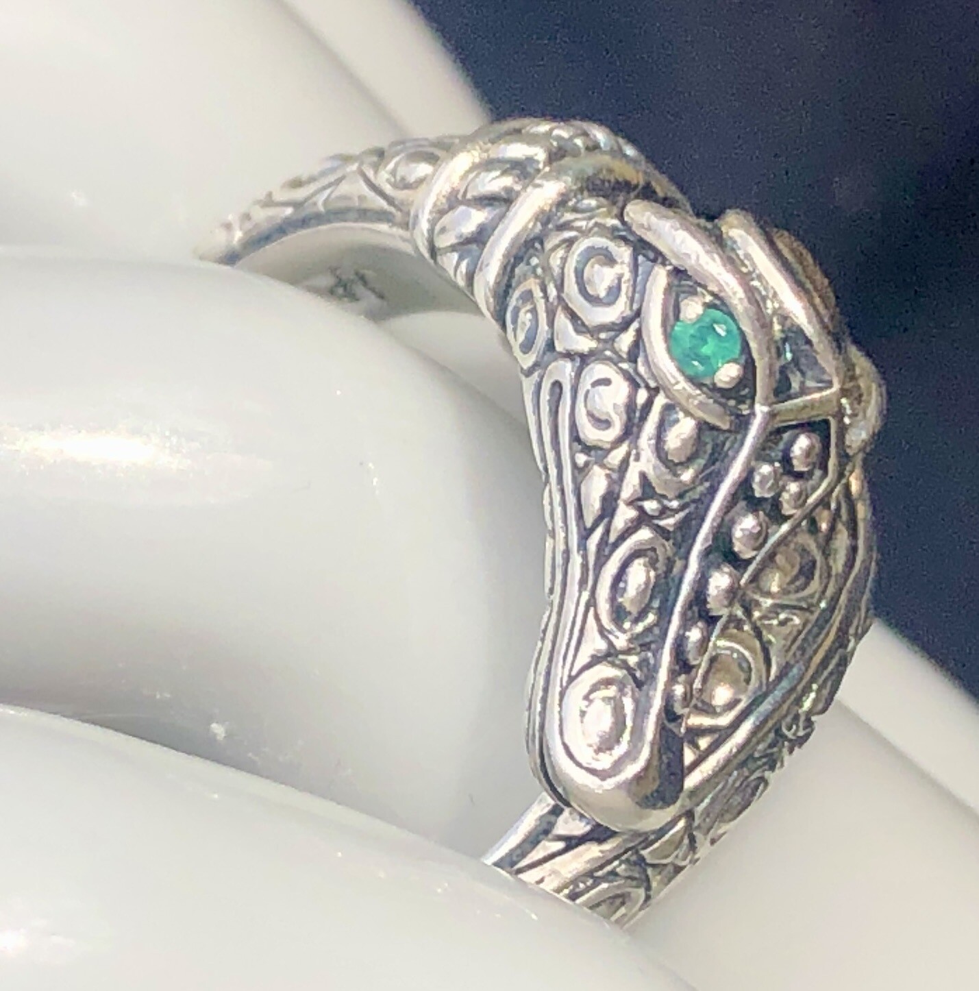 JAI John Hardy Croco Crocodile Sterling Warp Ring 14k Accents Topaz ...