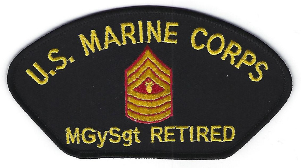 MASTER GUNNERY SERGEANT MGYSGT HAT PATCH US MARINES RANK E-9 RETIREMENT ...
