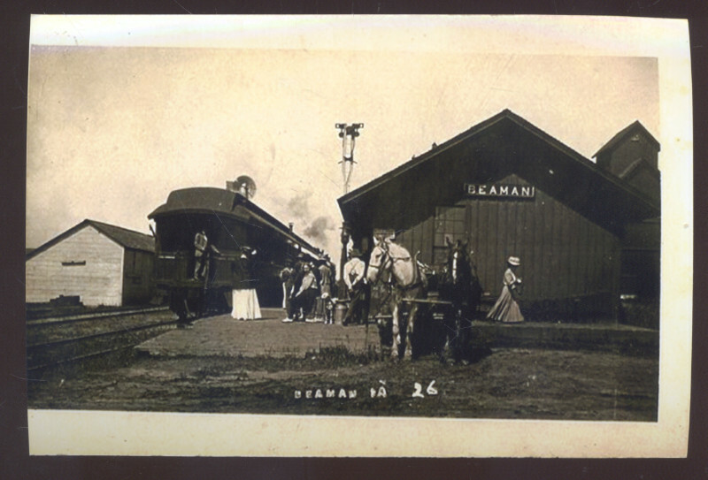 REAL PHOTO BEAMAN IOWA IA. RAILROAD DEPOT TRAIN STATION POSTCARD COPY ...