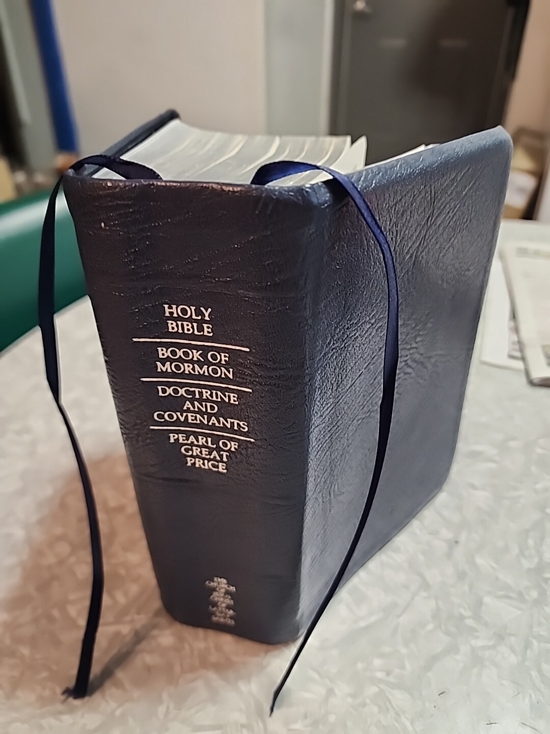 Mormon LDS Quad Scriptures Blue Simulated Leather Indexed 7-3/8” X 5-1/ ...