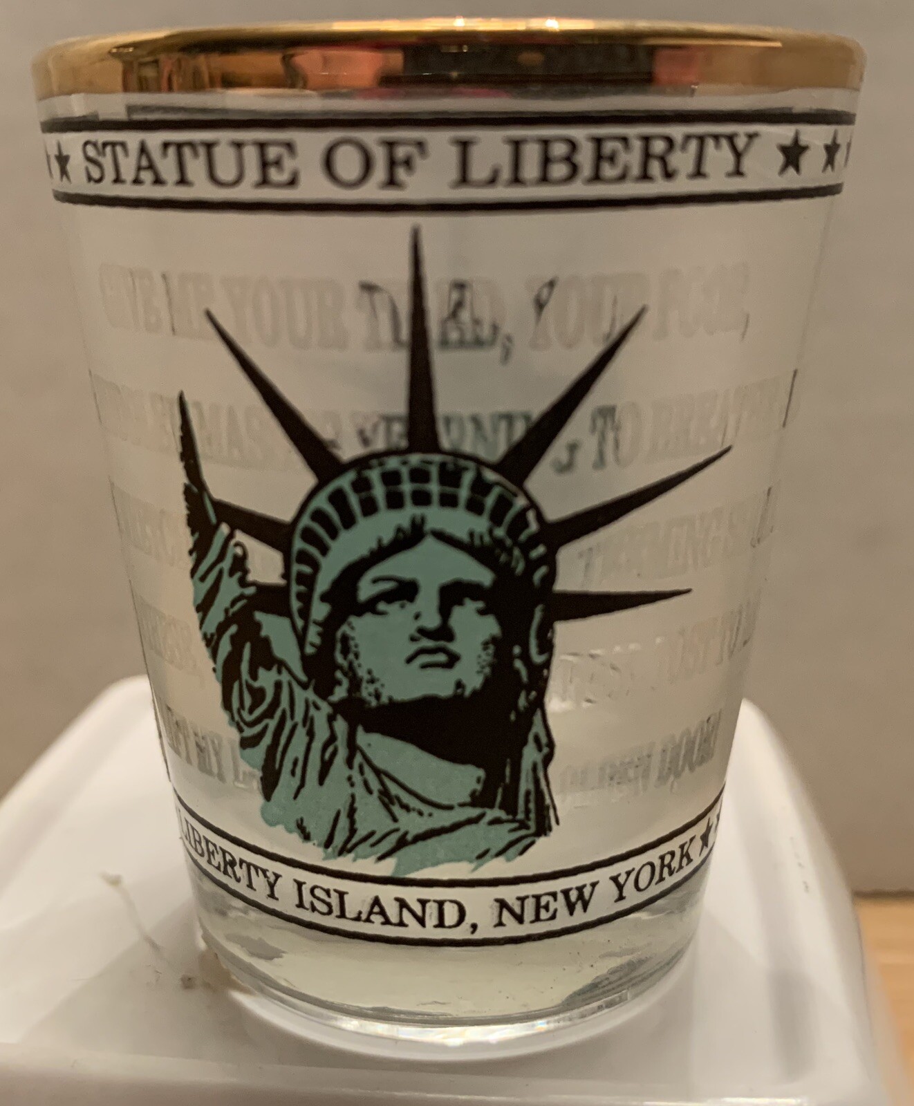 Rare 22k gold Statue Of Liberty Astar souvenir shot glass new with ...