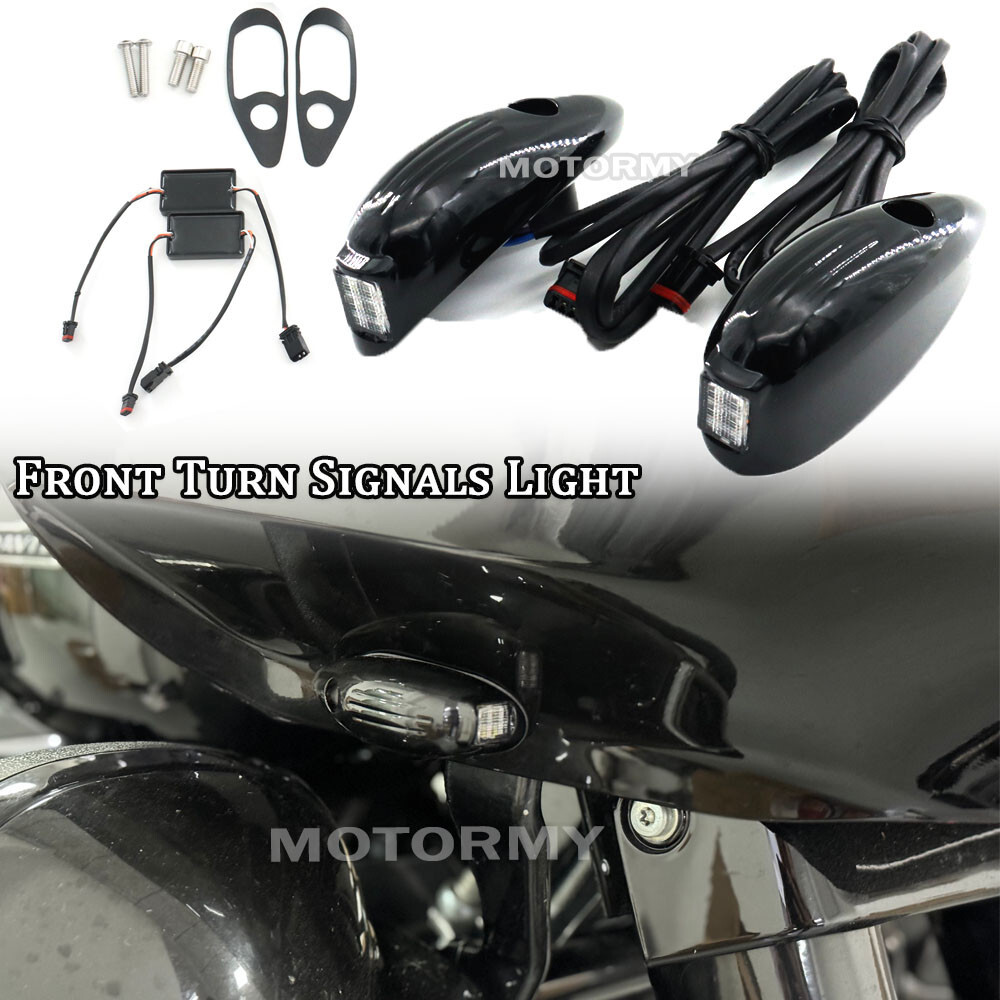 Black Street Glide Front Turn Signals TCMT Front Turn Signals Support