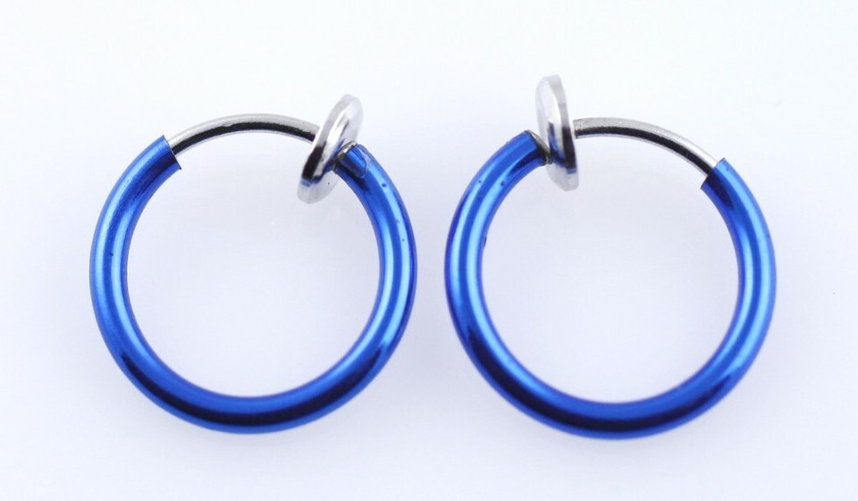 1 Pair Spring Clip On Hoops Earrings ½" or 13MM 9 Colors Men Women | eBay