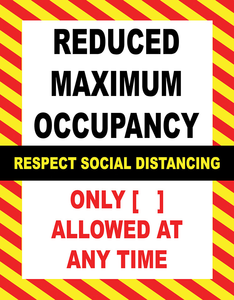 Reduced Maximum Occupancy Sticker Notice Sign Respect Social Distancing ...