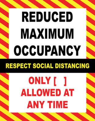 Reduced Maximum Occupancy Sticker Notice Sign Respect Social Distancing ...
