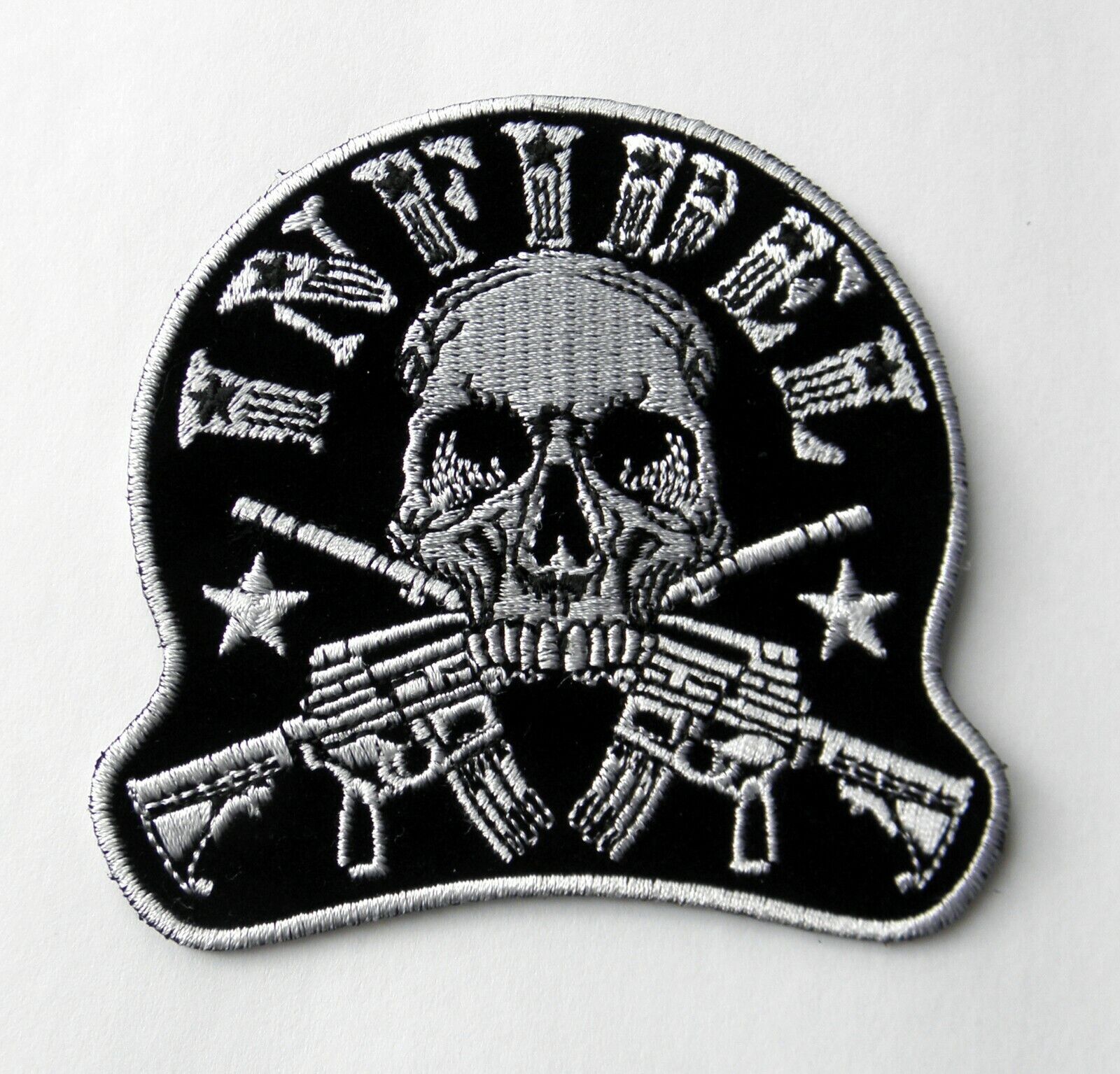 Skull Crossed Guns Infidel Motorcycle Embroidered Arm Vest Patch 4 ...
