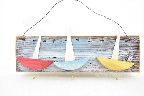 Key Holder Or Object Hanger In Colored Wooden Boat Shape | eBay