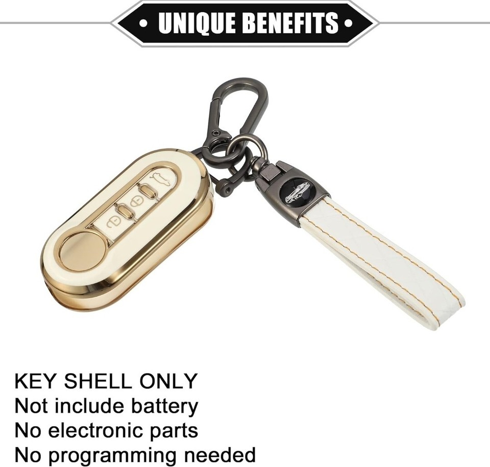 Car Smart Key Fob Case Kit Compatible for Fiat 500 with Key Chain | eBay