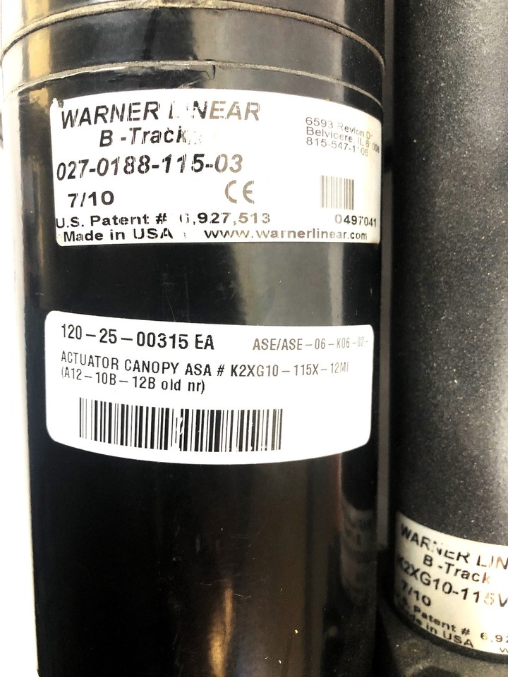 Warner Linear Actuator K2XG10-115V-12 (027-0188-115-03) NOS | eBay