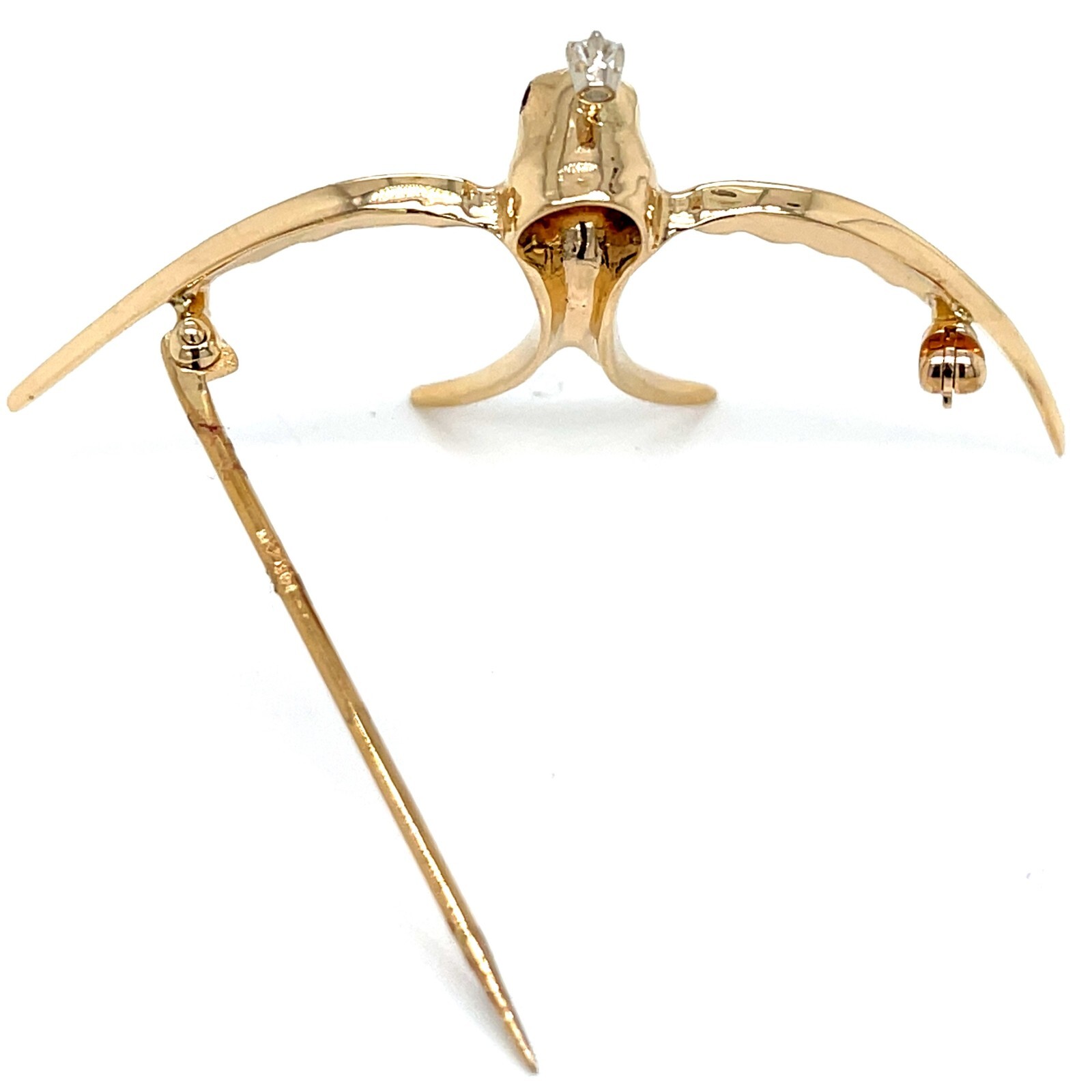 Flying Swallowtail Bird Pin Brooch 14k Yellow Gold Ruby Diamond F VS2 ...