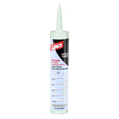Lanco Siliconizer WHITE Elastomeric Crack Filler Caulk Sealant 10-oz ...