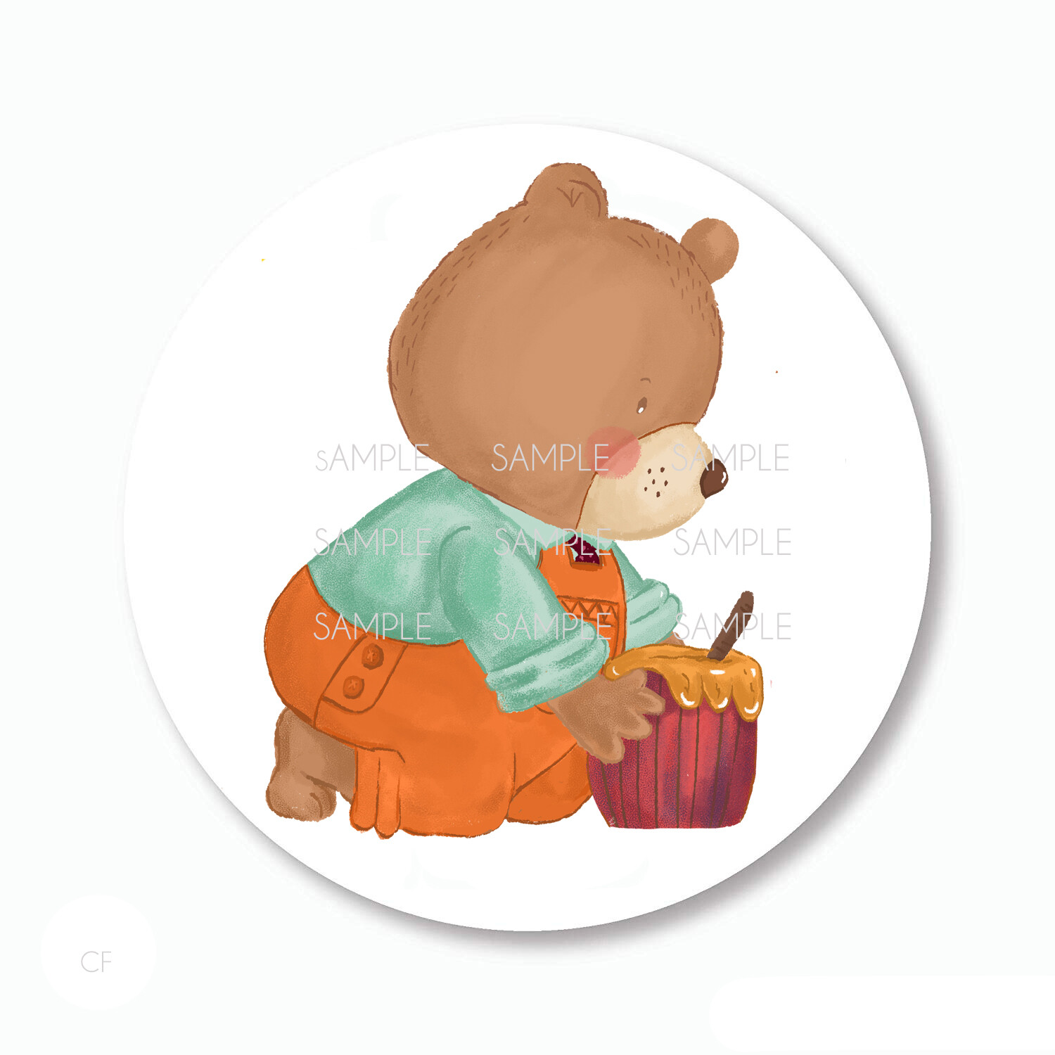 30 Bee Bear Scrapbook Stickers 1.5" Round Envelope Seals Honey Bee Bear ...