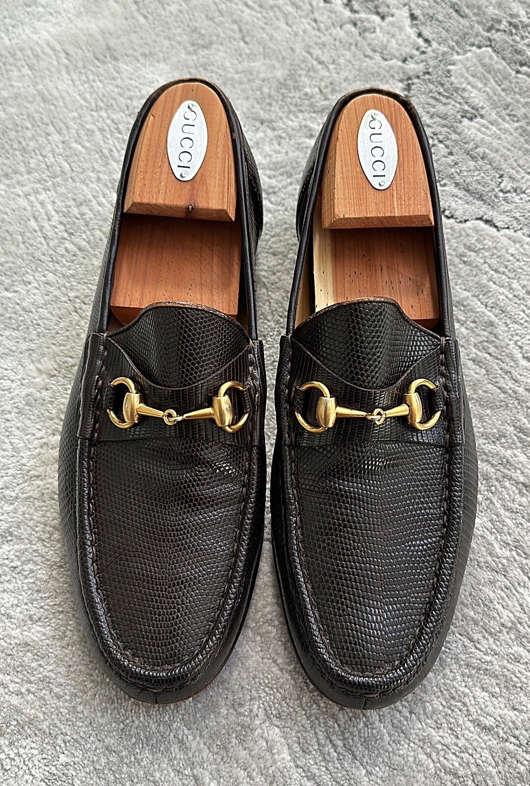 Authentic Gucci Vintage Lizard Skin Mens Leather Loaf… - Gem