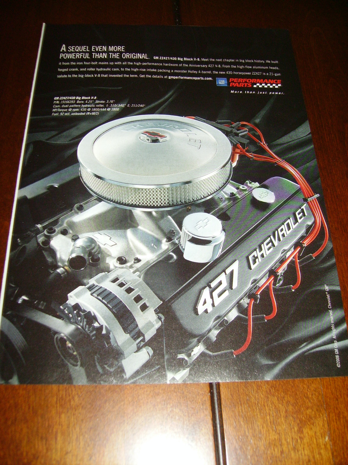 CHEVROLET ZZ 427 430 H.P. BIG BLOCK V-8 ***ORIGINAL 2008 AD*** | eBay