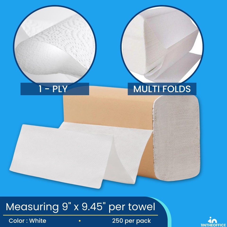 1InTheOffice Multifold Paper Towels, Hand Towels for Bathroom, White | eBay