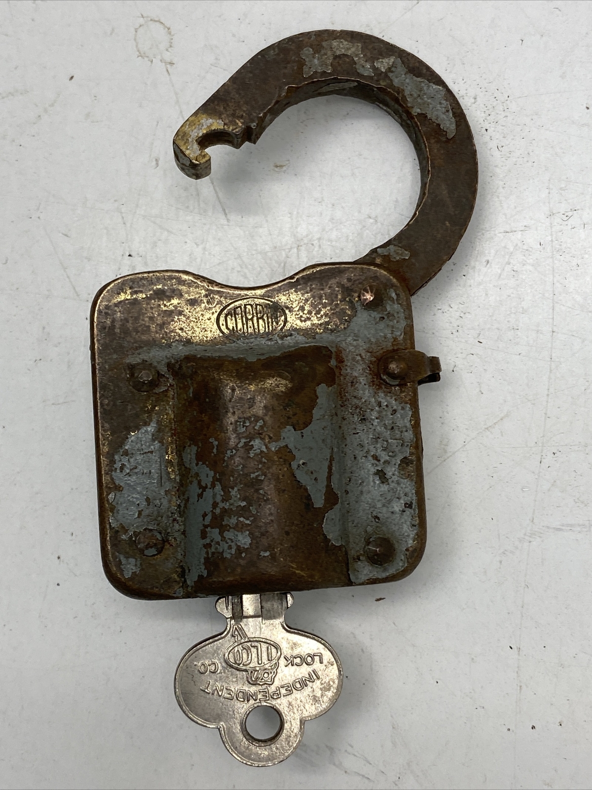 Vintage CORBIN PADLOCK Square Lock Embossed (WITH KEY) | eBay