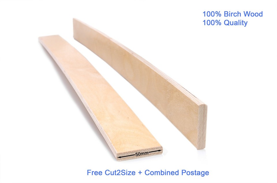 Bed Slats 5cm wide Birch Wood Sprung Replacement Curved Slats Double ...