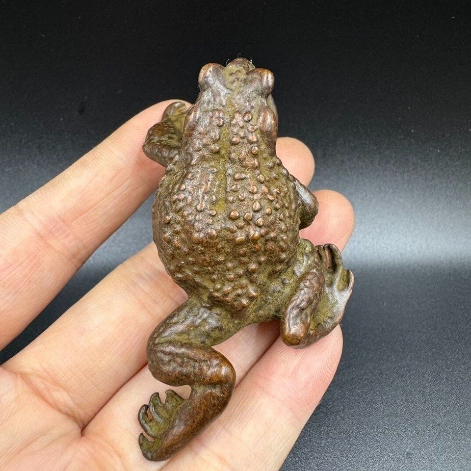 China Antique Copper Collection Toad Small Statue Tea Pet Lucky Wealth ...