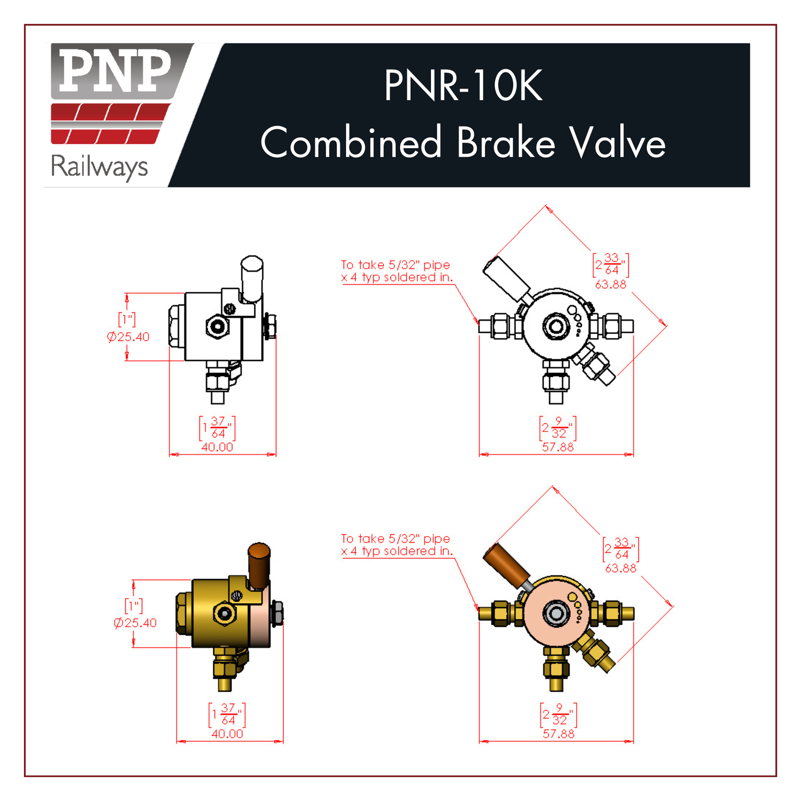 5" & 7¼" Combined Vacuum & Steam Brake Valve |PNR-10K | Live Steam|PNP ...