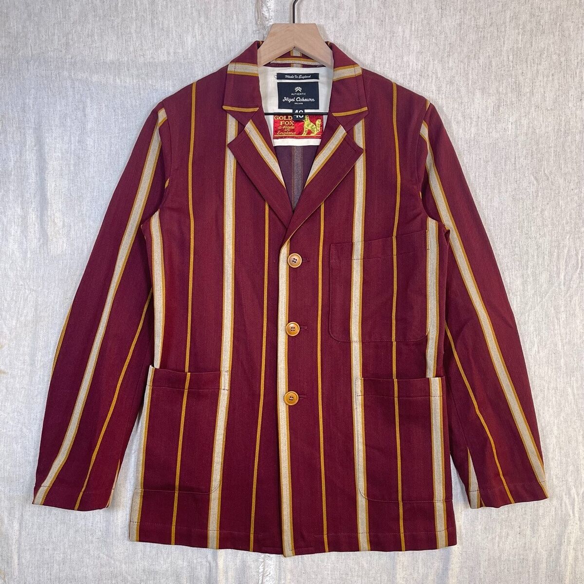 Nigel Cabourn Golden Fox Compton Jacket Maroon Striped Nigel Cabourn Golden Fox Compton Jacket Maroon Striped