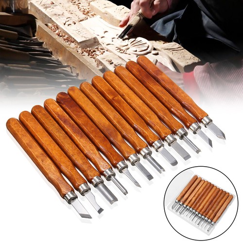 12Pcs Professional Woodworking Gouges Knife Wood Carving Hand Chisel ...