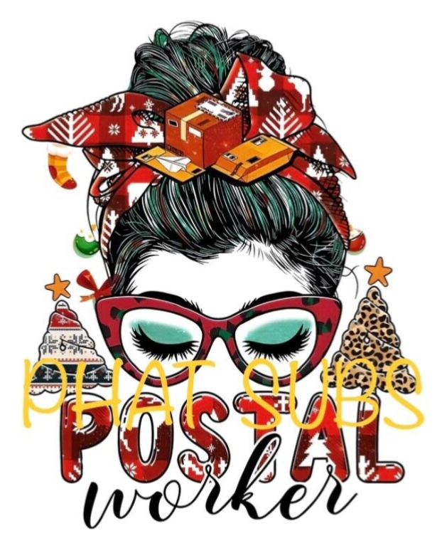 Sublimation Print Postal Worker Messy Bun Ready to Press Heat Transfer ...