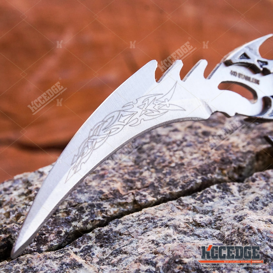 2pc MEDIEVAL KARAMBIT CLAW Knife Twin Set FIXED BLADE DAGGERS Sheath ...