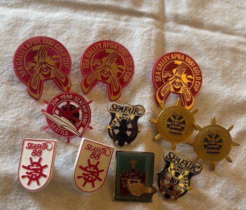 ELEVEN (11) VARIOUS 1980's SEATTLE SEAFAIR SKIPPER HYDROPLANE PINS | eBay